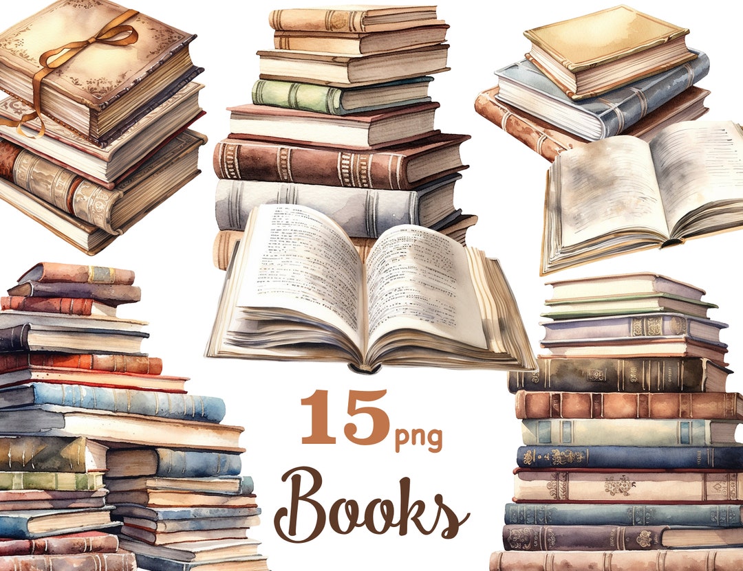Books Clip Art, Stack of Books Clipart, Open Book Clip Art, Booklover ...