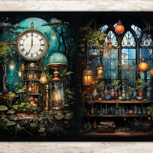 Alchemist Clocks Junk Journal Pages, Alchemist Shop Junk Journal, Retro ...