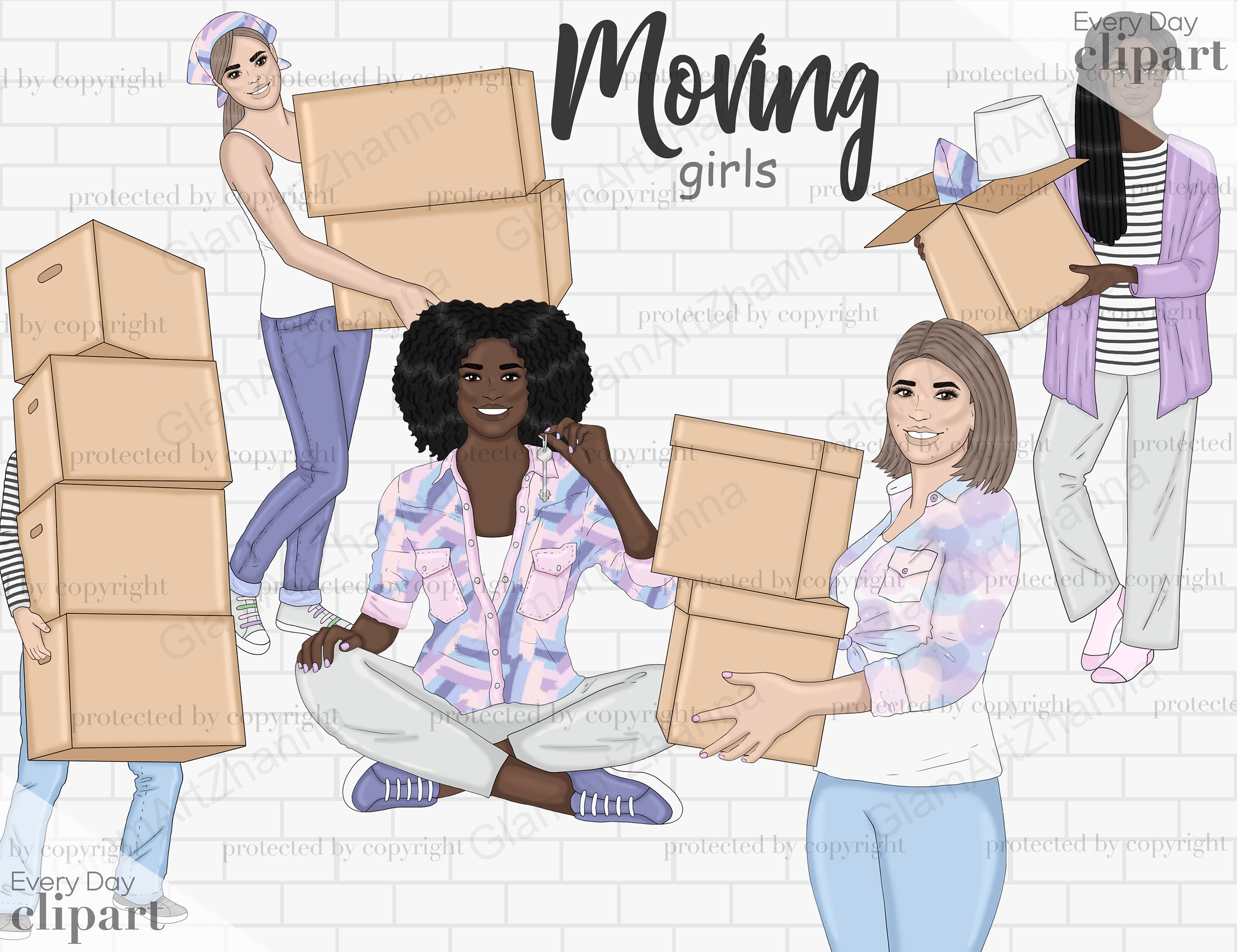 Moving Boxes Upstairs Clipart