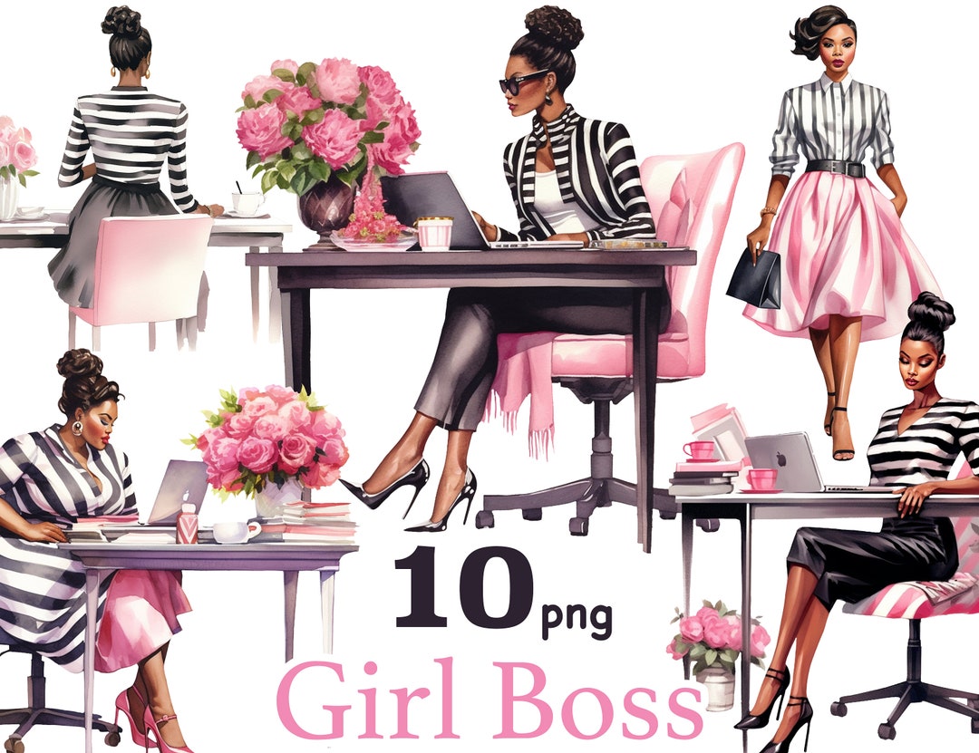 Black Woman Boss Clipart: Planner Girl PNG Set (10 Files) - Etsy