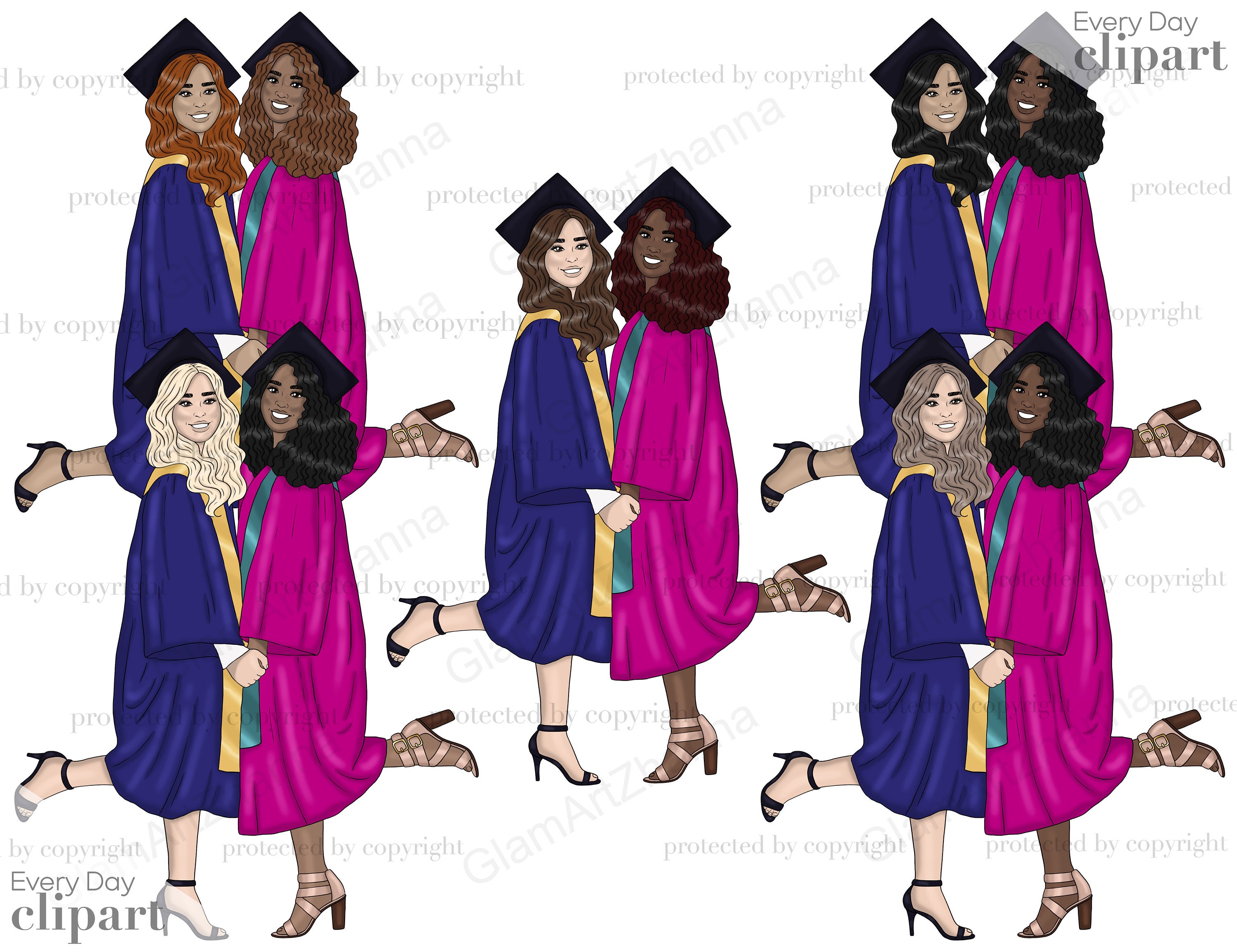 Graduating Girls Planner Stickers College Senior Clipart for - Etsy