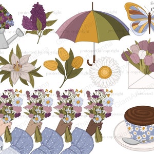 Spring Clipart Bundle, Clipart PNG Designs, Wildflower Spring Clipart ...