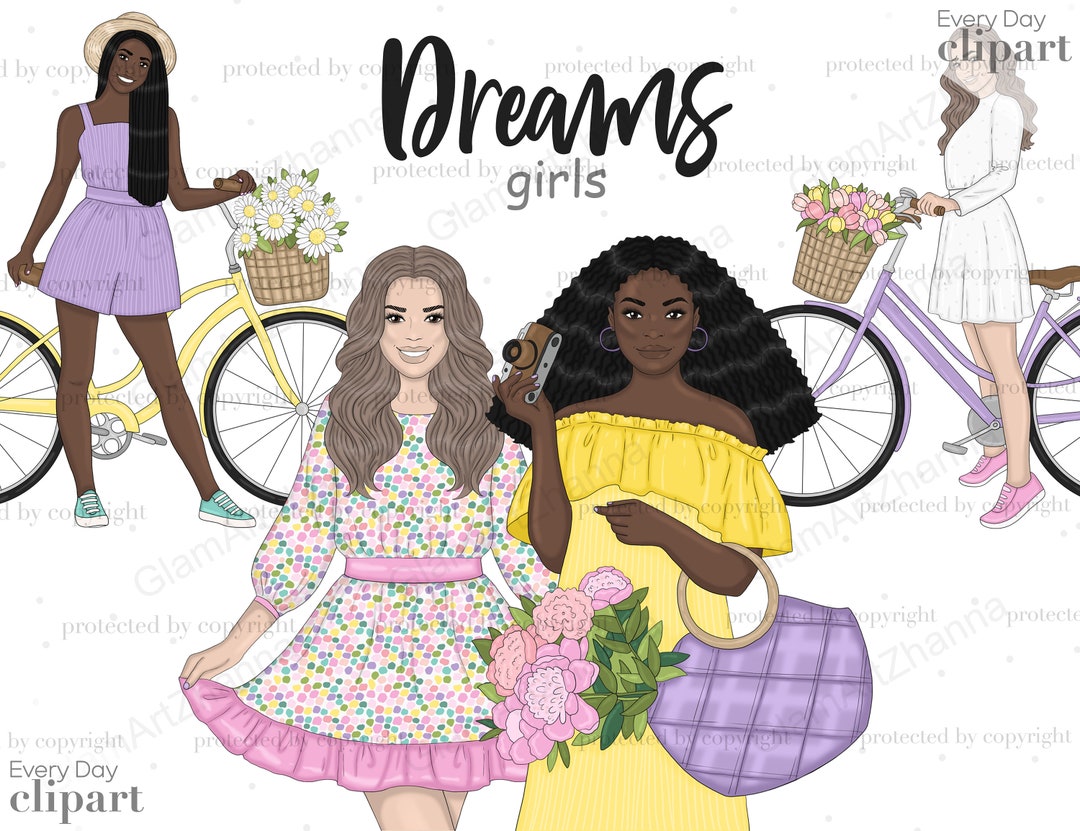 Spring Girl Clipart Bundles Png, Hello Spring Fashion Girl Clip Art ...