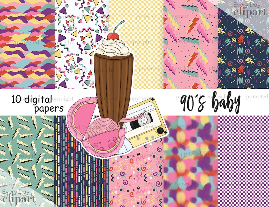 90s Digital Pattern, 90s Digital Papers, Retro Paper, Nostalgia Digital ...