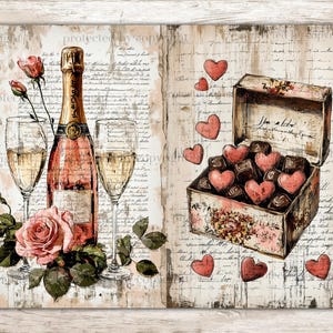Romantic Junk Journal Paper Valentines Day Ephemera Heart Journal Card ...