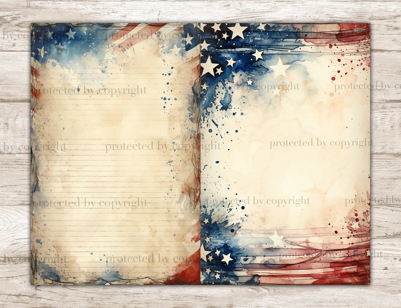 4th of July Junk Journal Pages: American Flag Ephemera (digital ...