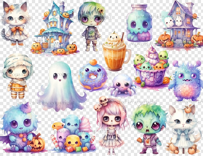 Cute Halloween Clipart Pastel Halloween Clipart Little - Etsy