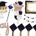 Graduation Clipart, Cap and Gown Clipart, School Graphics, Grad Party ...