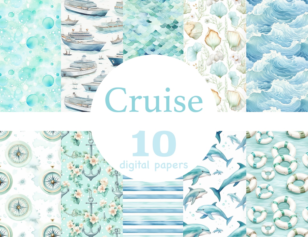 Cruise Digital Paper, Cruise Seamless Pattern, Cruise Ship Pattern ...