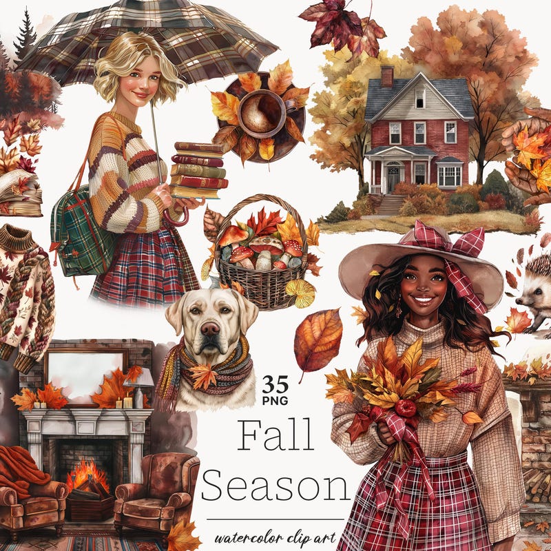 Black Girl Fall Clipart - Etsy