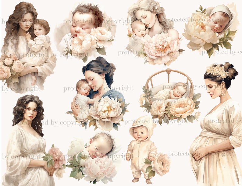 Watercolor Baby Skin Girl Watercolor Baby Skin Boy Mom and - Etsy