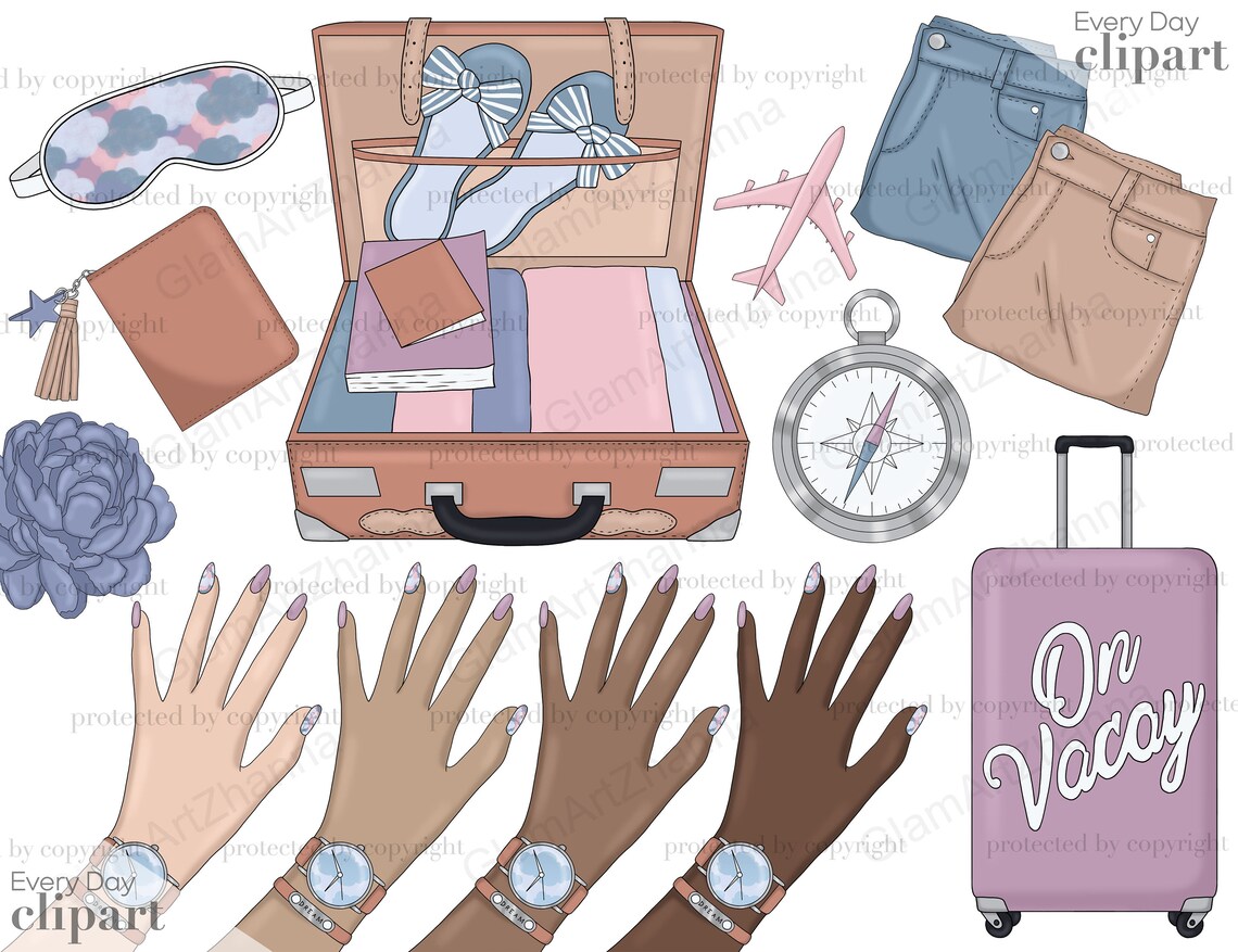 Travel Clipart for Planners Vacation Illustration for - Etsy