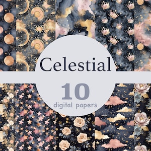 Celestial Star Seamless Digital Paper Pack Jpeg, Celestial Digital ...