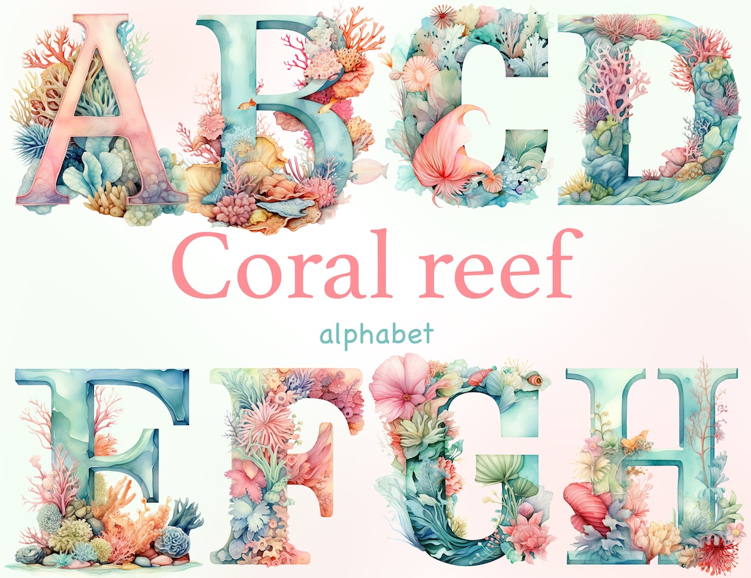 Coral Reef Alphabet Png, Summer Font Wedding Invitation, Coral Reef ...