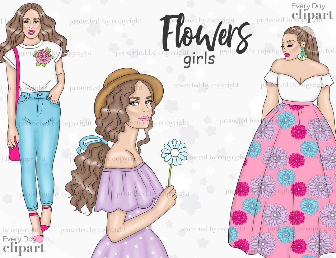 Spring Girl Clipart Bundles Png, Hello Spring Fashion Girl Clip Art ...