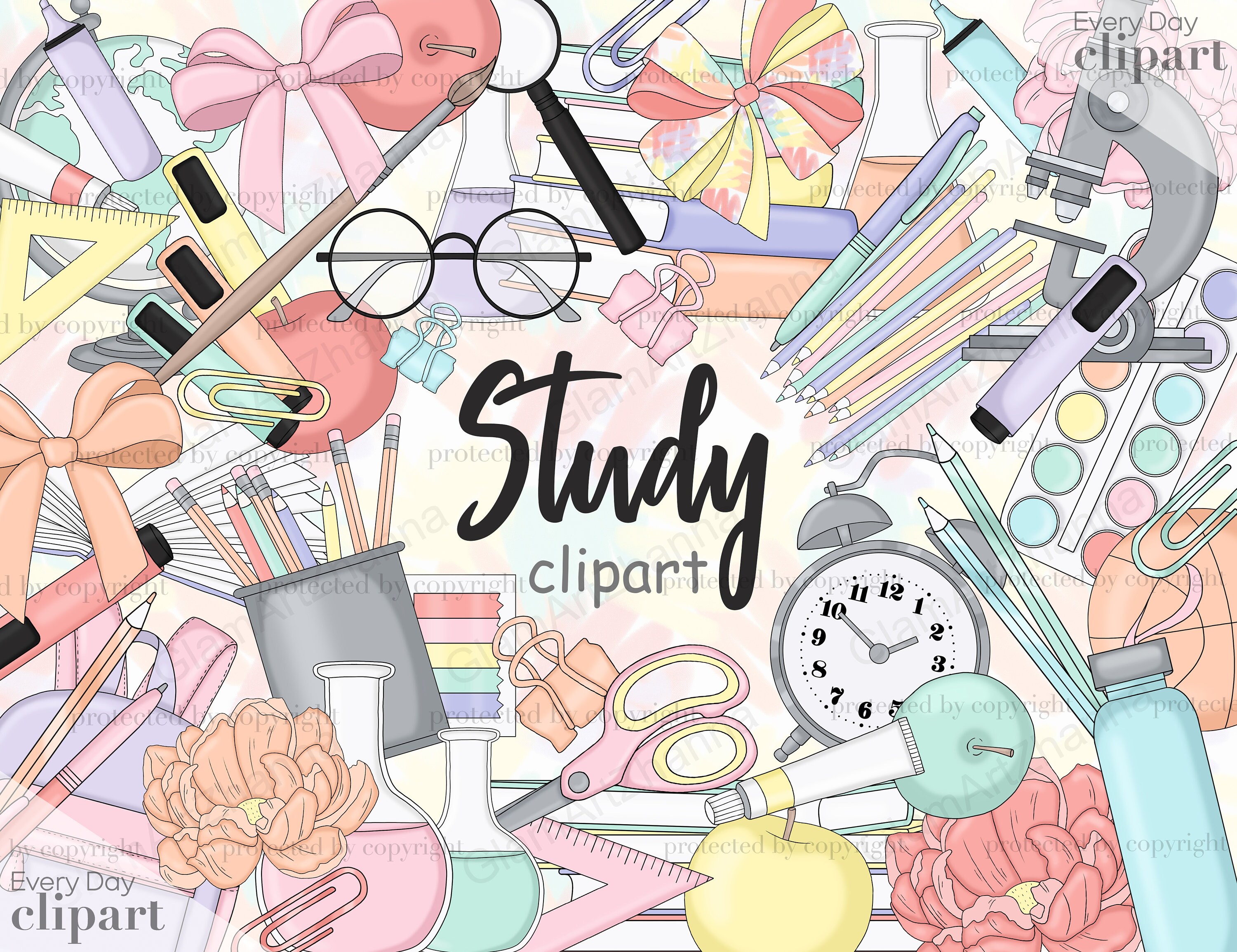 Study Clipart Elementary Clip Art for Planner Stickers - Etsy