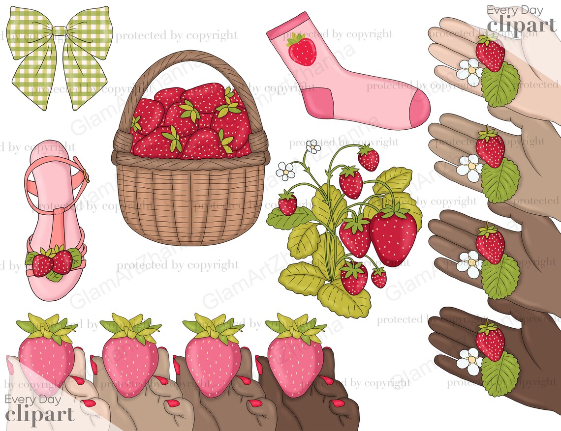 Spring Summer Strawberry Clipart Sweet Strawberry Clipart for - Etsy