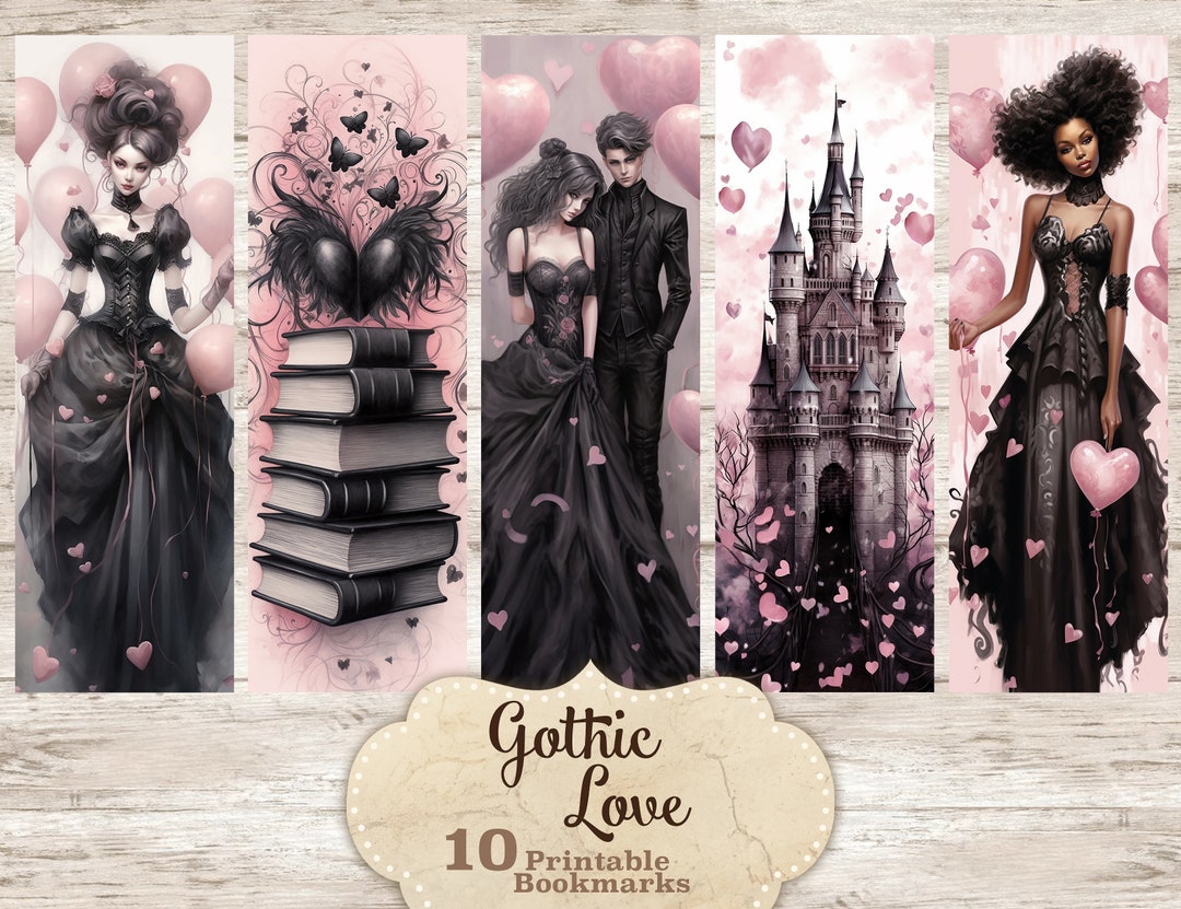 Gothic Love Bookmarks, Gothic Love Printable, Print and Cut Bookmark ...