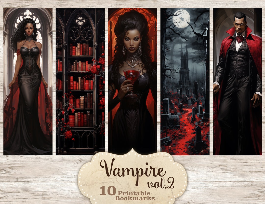 Black Skin Vampire Bookmarks Printable, Dark Fantasy Bookmark, Dark ...