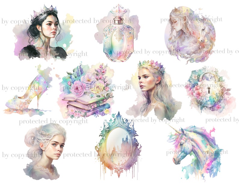 Pastel Princess Watercolor Clipart Princess Clipart PNG - Etsy