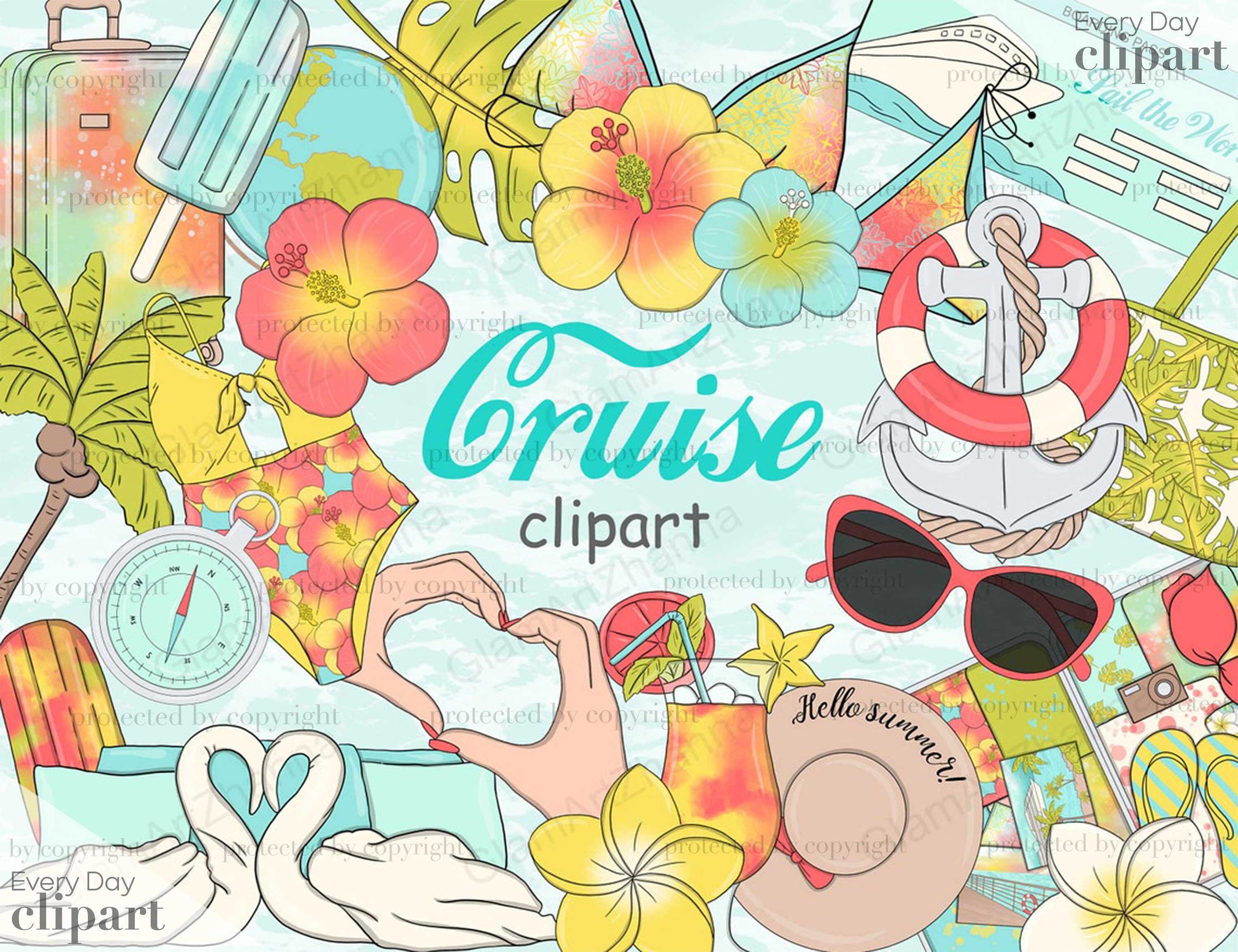 Cruise Clip Art Summer Cruise Holiday Clipart Travel Bundle - Etsy