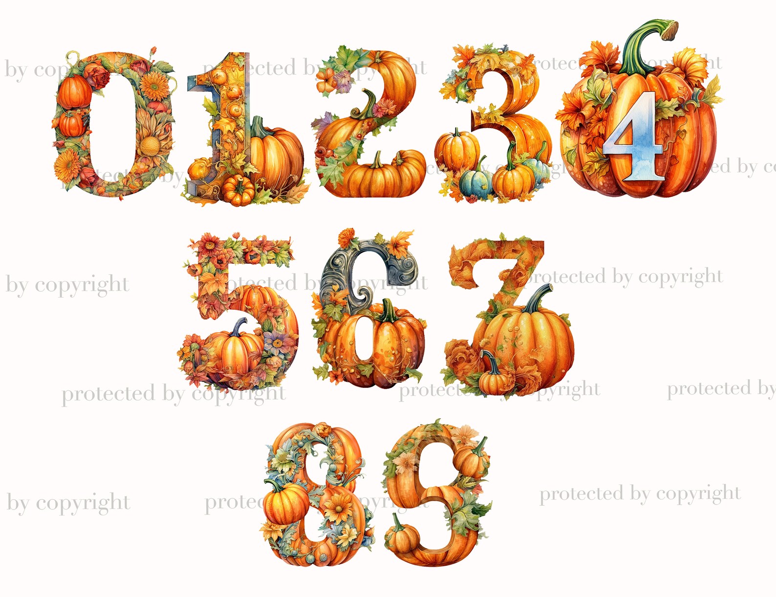 Pumpkin Alphabet Letters Clipart Png, Watercolor Floral Clip Art ...