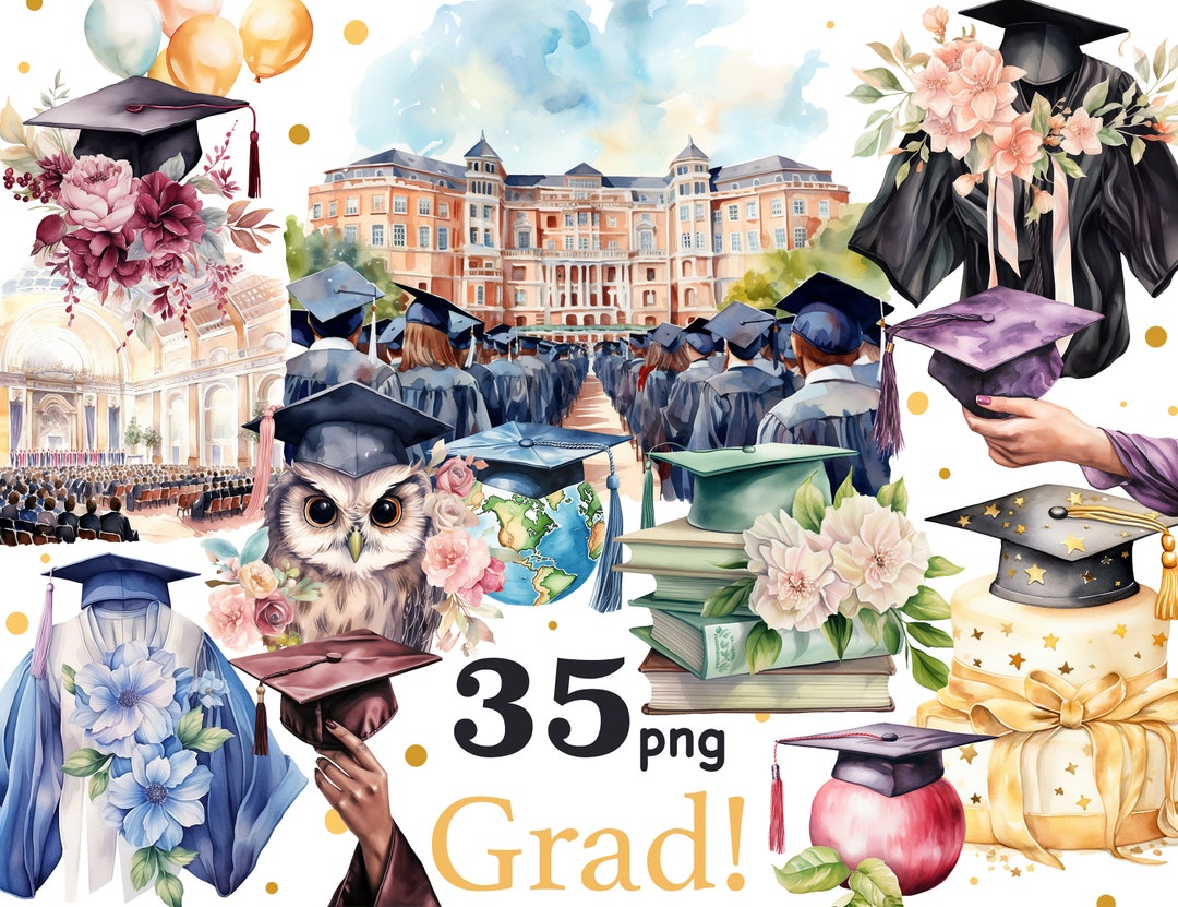 Graduation Clip Art, College Senior Clipart, Graduate Illustration ...