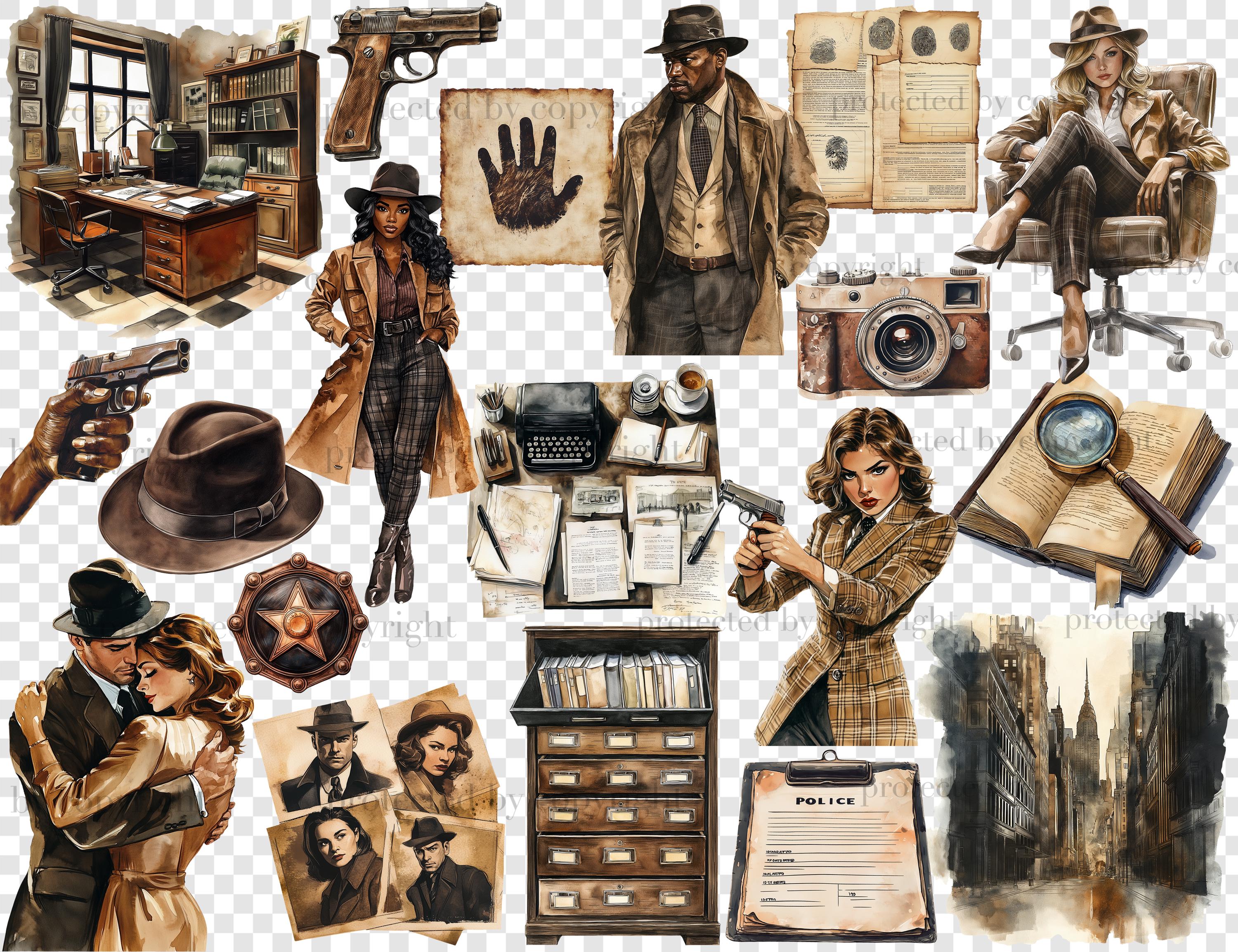 Detective Clip Art: Secret Agent Illustrations (PNG Files, Digital ...