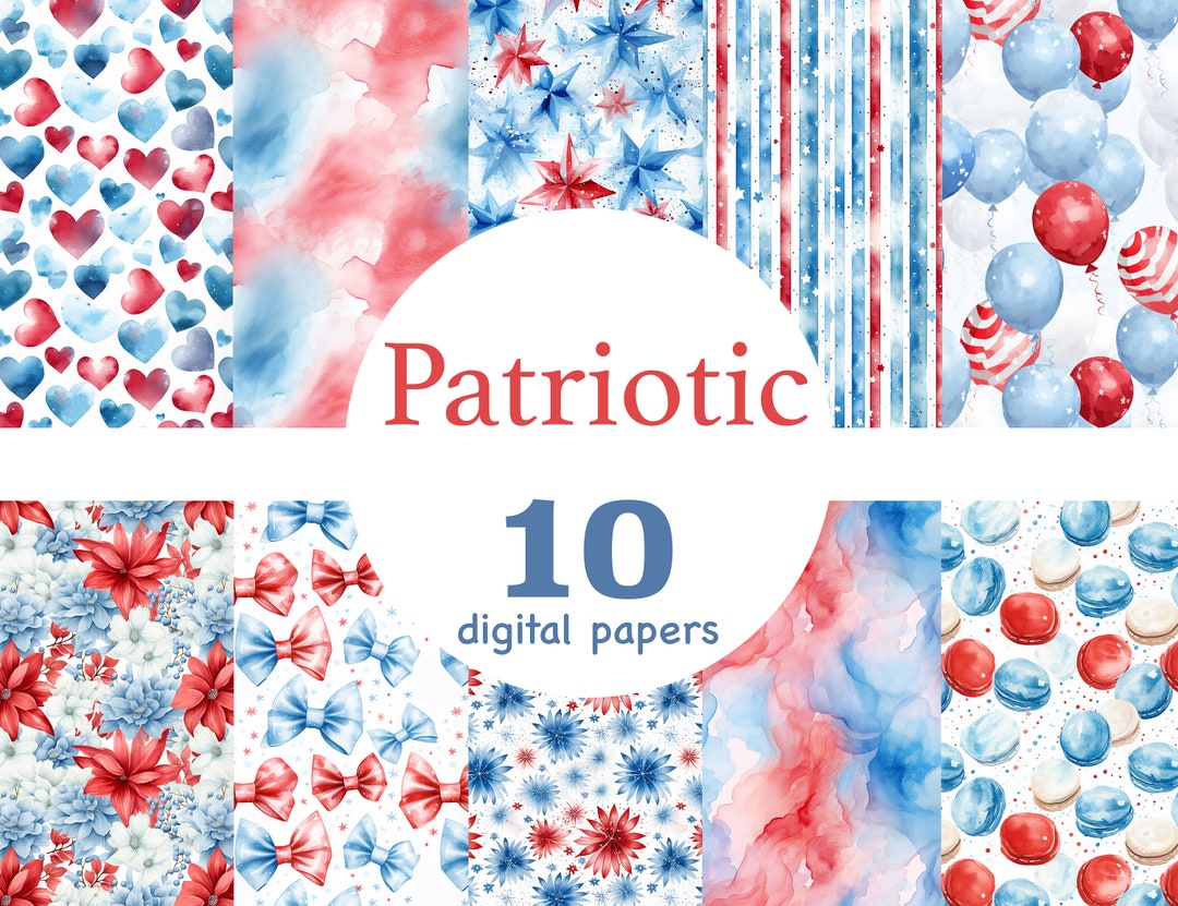 Patriotic Digital Paper, Patriotic Seamless Pattern, 4th of July ...