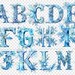 Winter Snowflake Alphabet Clipart: Blue Invitation Letters (PNG ...