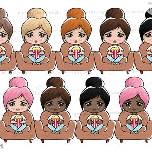 Movie Night Functional Girl Clipart, Cinema Girl Clipart, Kawaii Girl ...