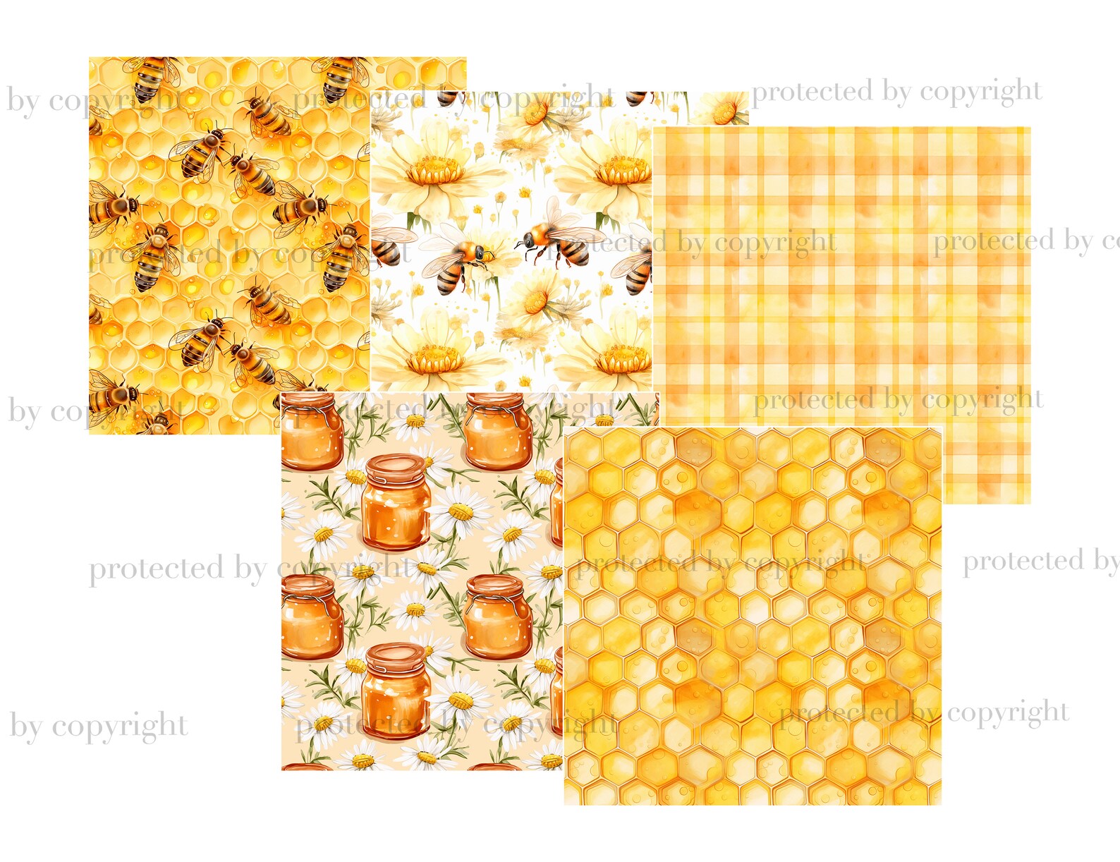 Honey Bee Digital Paper: Seamless Honeycomb Patterns (JPEG) - Etsy