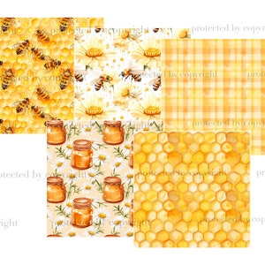 Honey Bee Digital Paper, Honey Bee Sealed Pattern, Honey Bees Digital ...