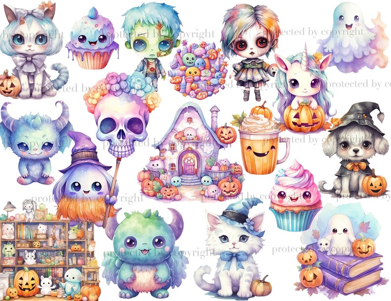 Cute Halloween Clipart Pastel Halloween Clipart Little - Etsy
