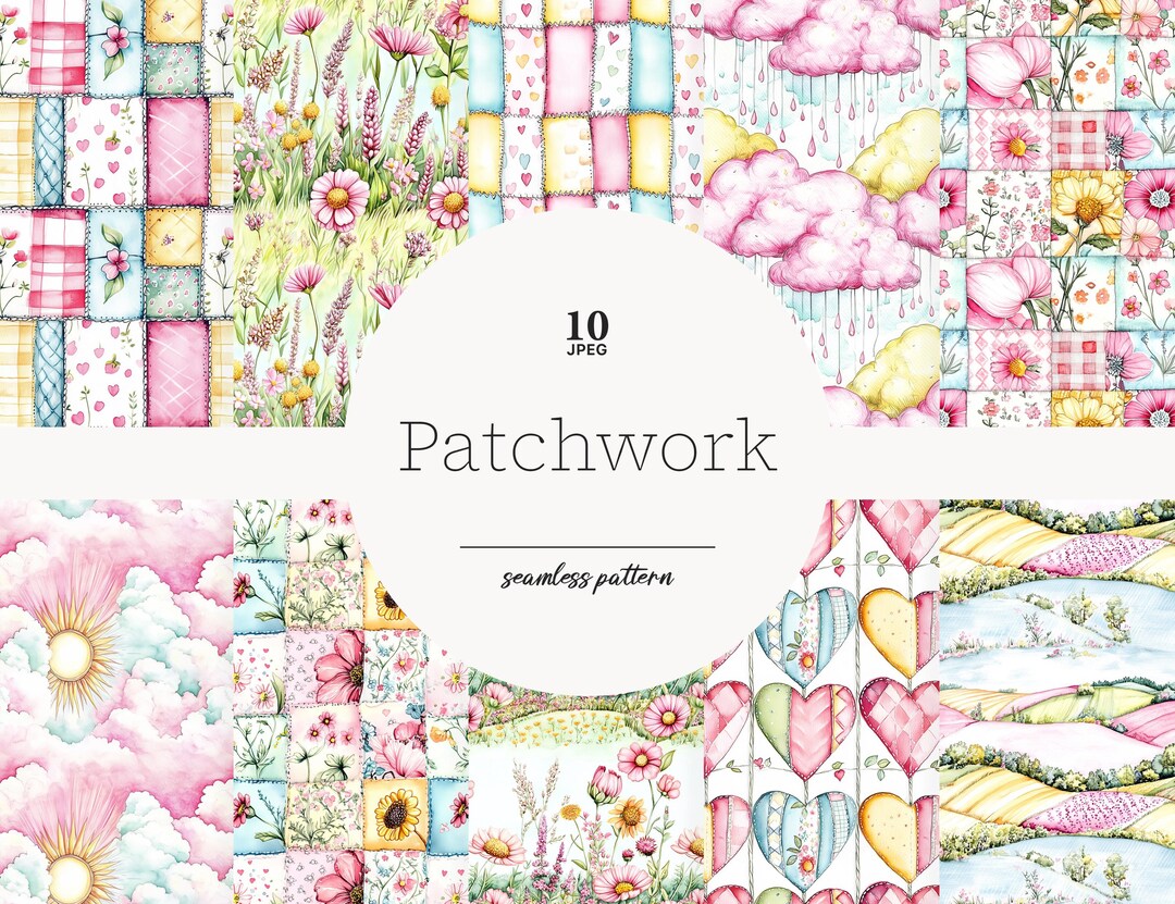 Spring Patchwork Seamless Pattern: Floral Digital Paper Set (JPEG) - Etsy