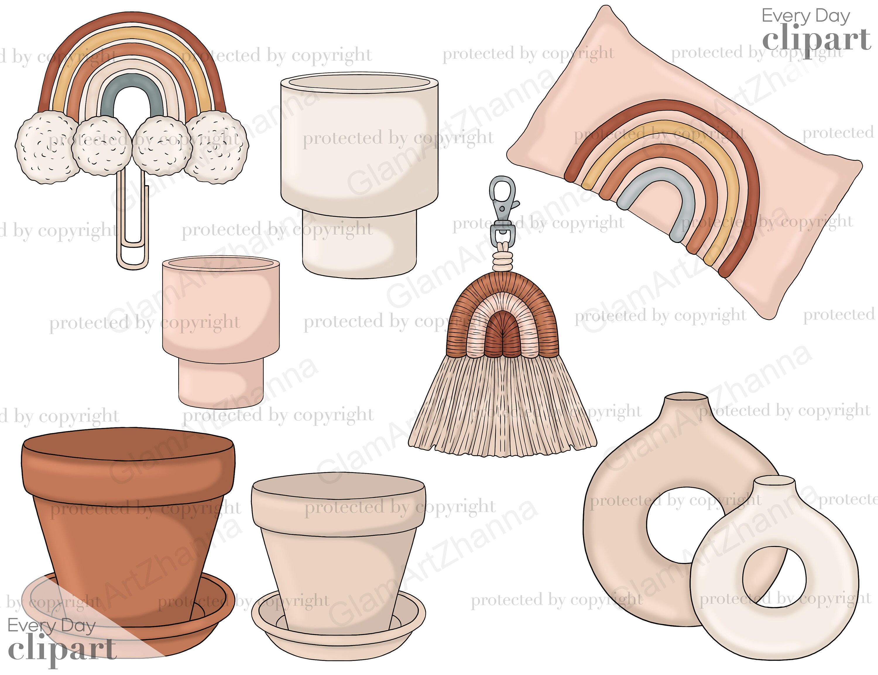 Rainbow Clip Art Vintage Boho Clipart Abstract Boho Clipart - Etsy
