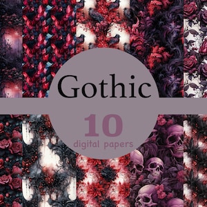 Gothic Digital Paper, Gothic Digital Pattern Bundle, Halloween Digital ...