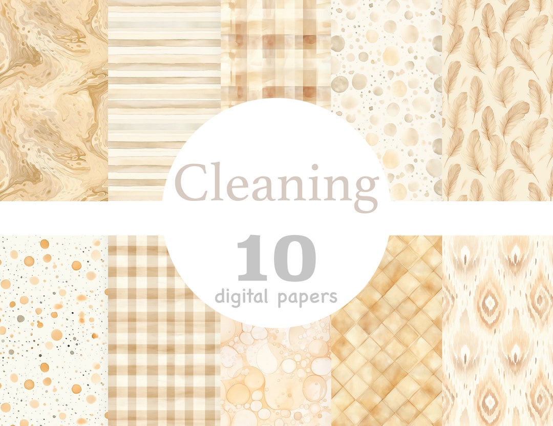 Cleaning Digital Paper, Cleaning Seamless Pattern, Neutral Clean Paper ...