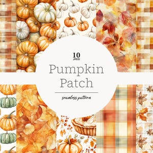 Pumpkin Patch Digital Paper: Autumn Harvest Seamless Pattern (12x12in ...