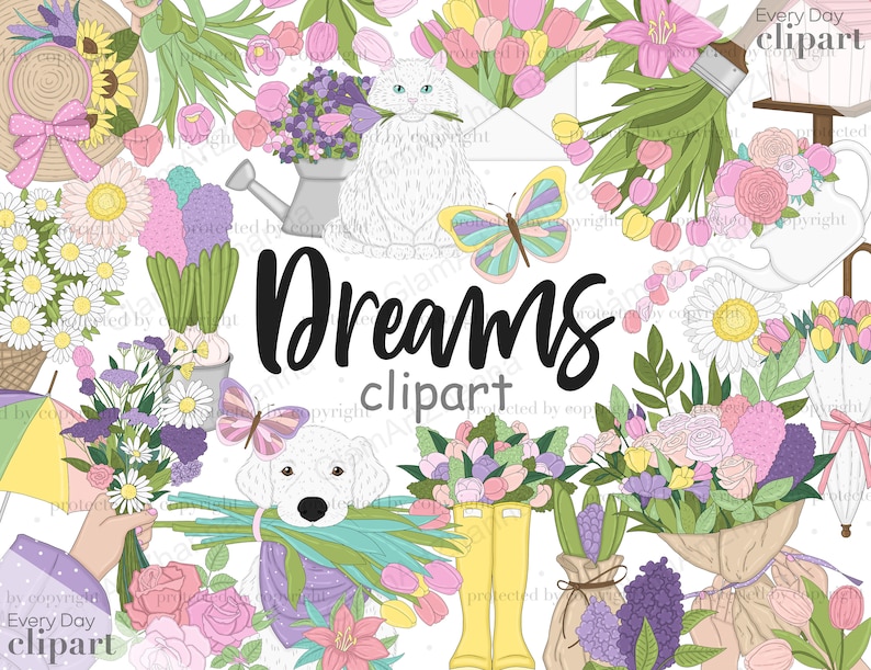 Spring Clipart Bundle Clipart PNG Designs Wildflower Spring - Etsy