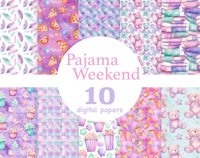 Pajama Party Seamless Paper, Pajama Party Digital Pattern, Starry Sky ...