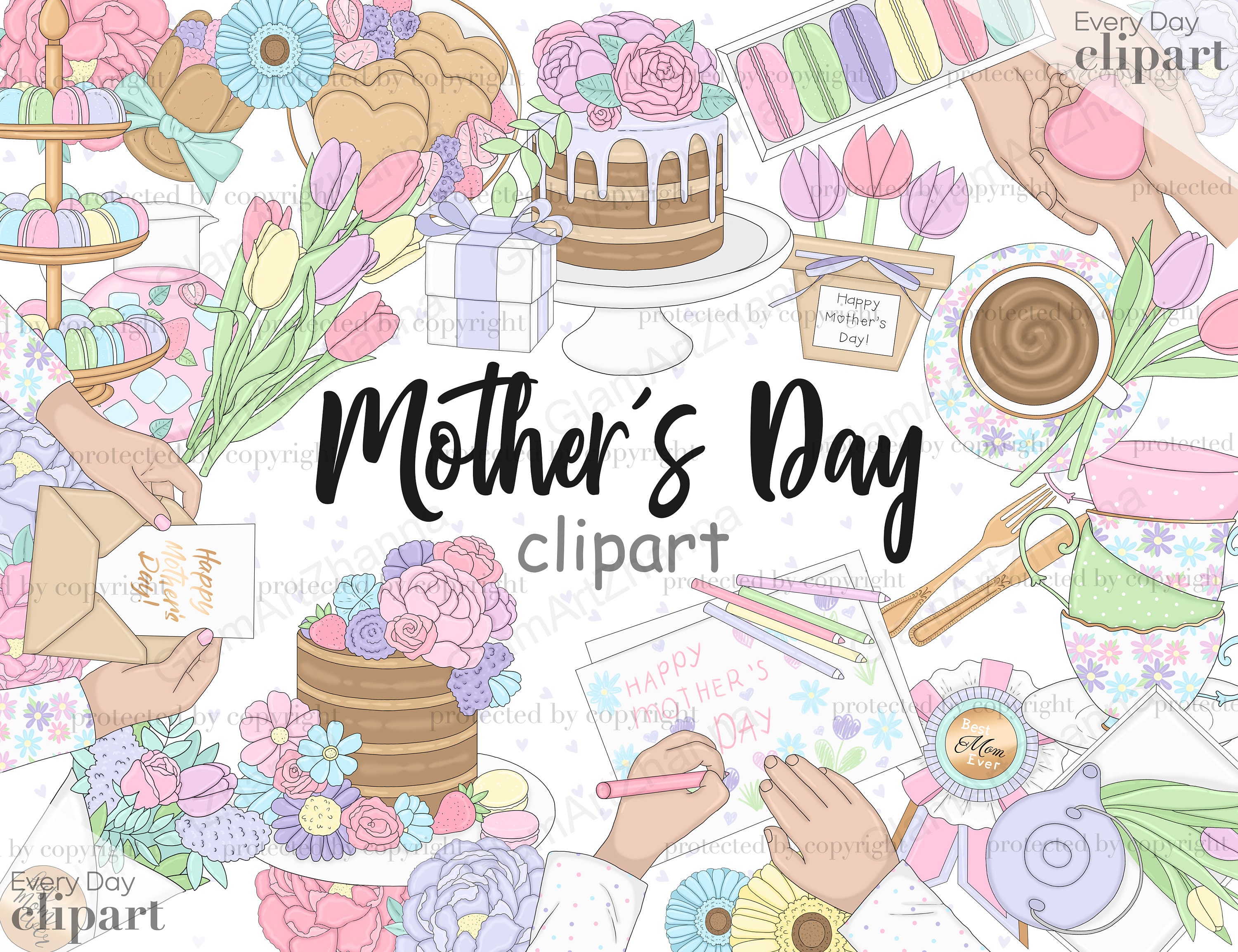 Mothers Day Clipart Mom and Baby Clipart Holiday Clipart - Etsy