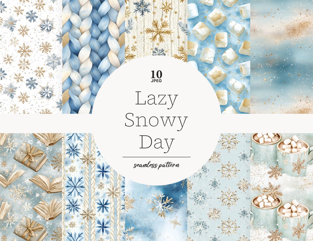 Lazy Snowy Day Papers, Winter Digital Paper, Winter Seamless Pattern ...