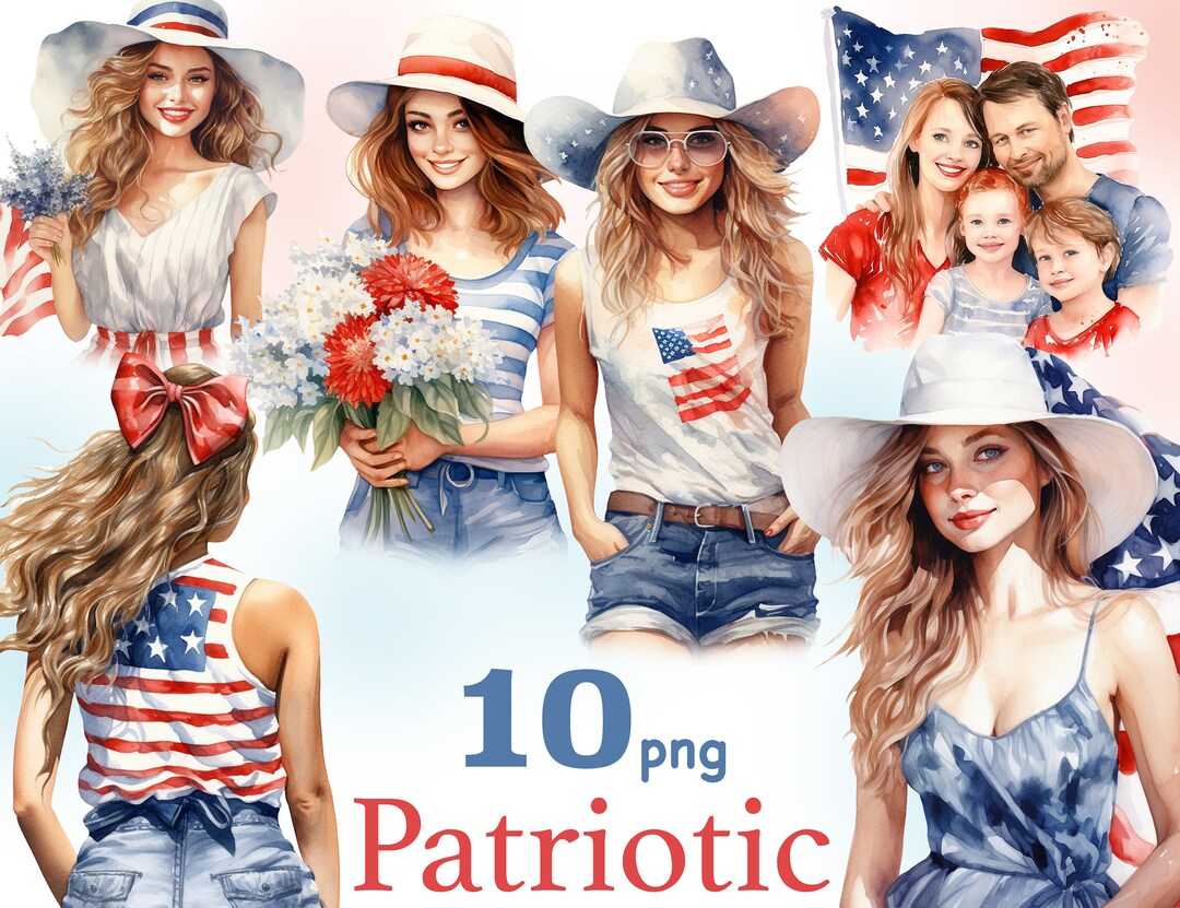 Patriotic Girl Clipart, 4th of July Girl Clipart, 4th of July ...