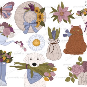 Spring Clipart Bundle, Clipart PNG Designs, Wildflower Spring Clipart ...