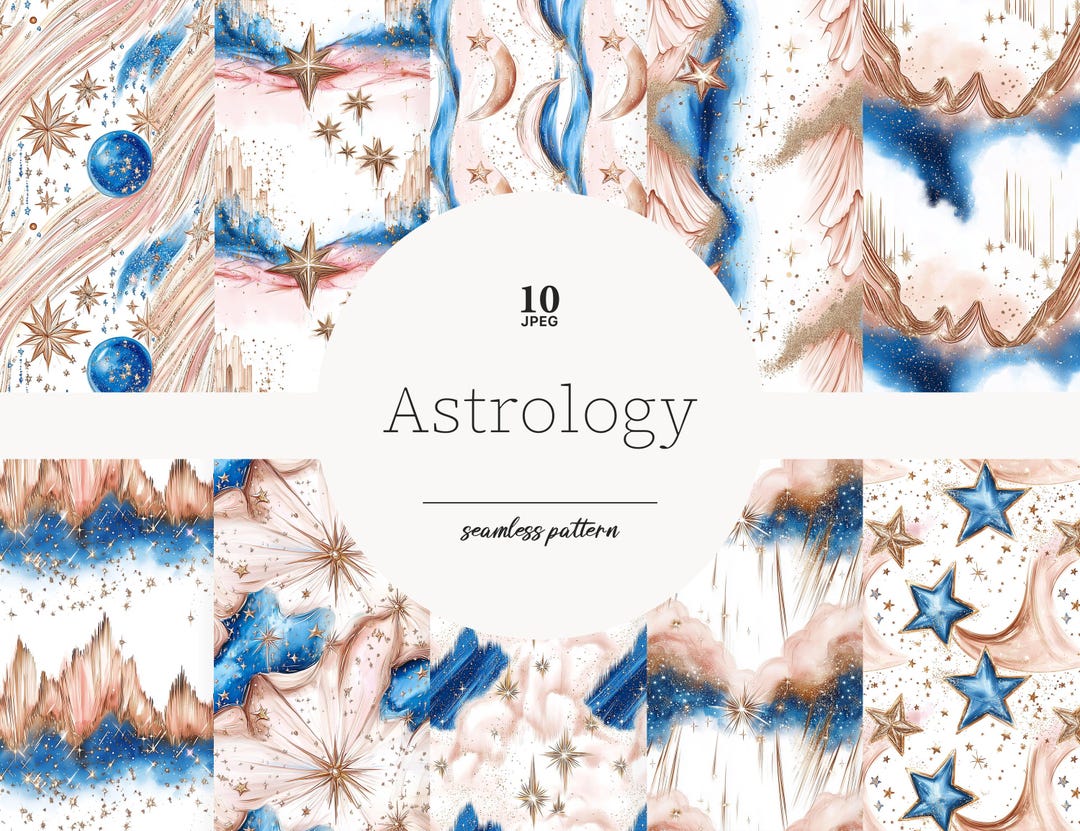 Zodiac Sign Digital Paper Collection - Celestial Patterns With Mystical ...