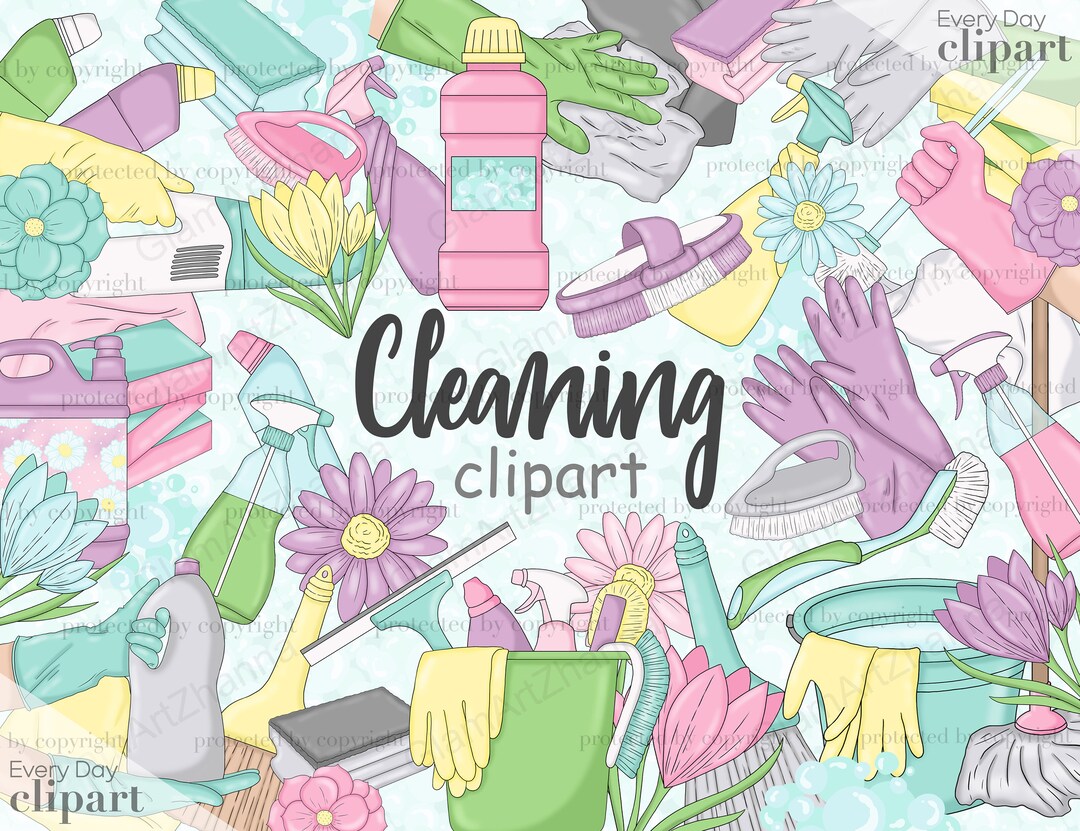 Spring Cleaning Clipart: Housework Planner Graphics (PNG, PDF) - Etsy