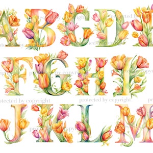 Tulips Alphabet Clipart, Tulips Alphabet Png, Tulips Letters Png ...
