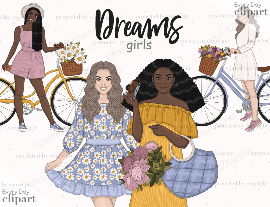 Spring Girl Clipart Bundles Png, Hello Spring Fashion Girl Clip Art ...