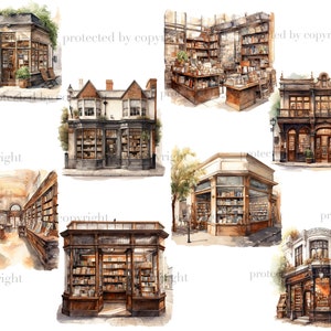 Bookstore Clip Art, Bookstore Illustration, Bookstore Digital Download ...